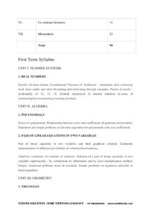Class 10 Mathematics Syllabus CBSE - Knowledge and Educational Portal