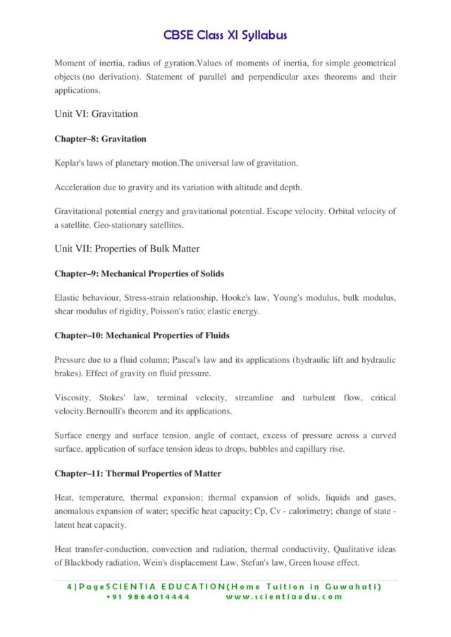 Class 11 Physics Syllabus CBSE - Online Learning Platform